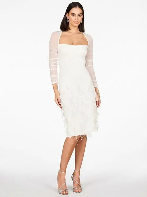 LARA NEW YORK Beaded Faux-wrap V-neck Bridal Gown - Ivory