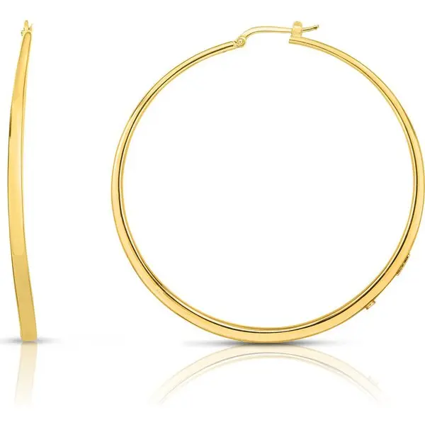 Roberto Coin Oro Classic Knife Edge Hoop Earrings - Yg
