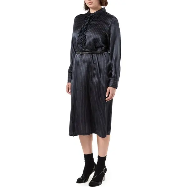 Marina Rinaldi Cali Belted Silk Shirtdress