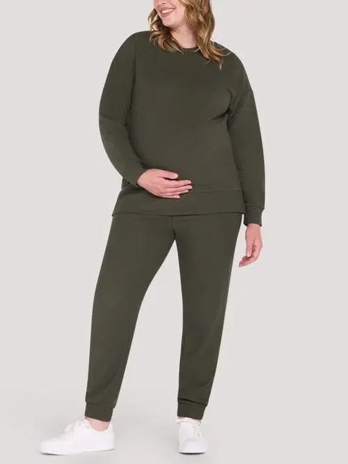 Motherhood Maternity Crew Neck Long Sleeve Side Zip Tunic - Deep Depths