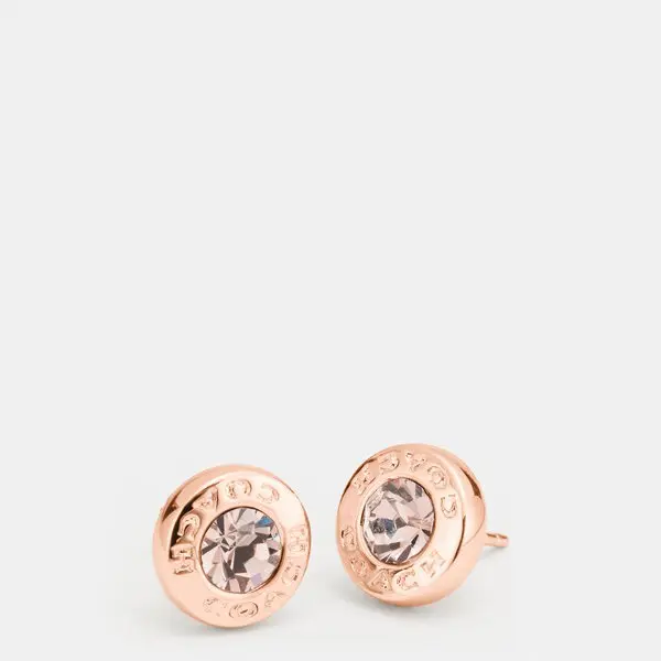 COACH OUTLET Open Circle Stone Stud Earrings - Rose Gold