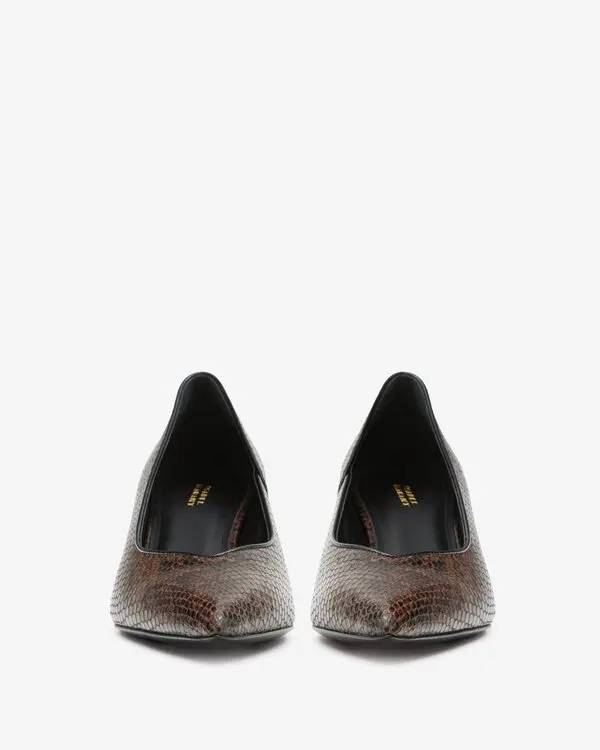 Isabel Marant Étoile Python-effect Calfskin Pointed Toe Pumps With Slim Stacked Heel