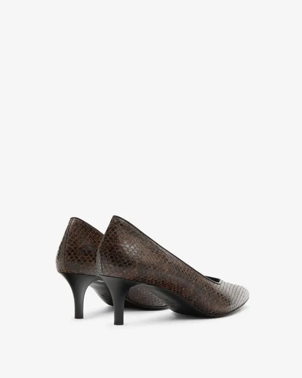 Isabel Marant Étoile Python-effect Calfskin Pointed Toe Pumps With Slim Stacked Heel