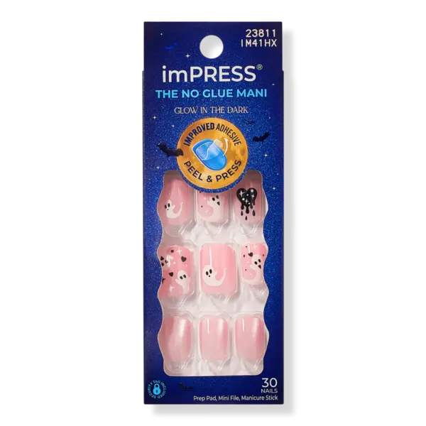 Kiss Impress Design Short Squoval Press On Nails, Blood Moon