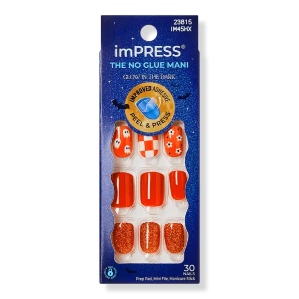 Kiss Impress Design Short Squoval Press On Nails, Fangs Out