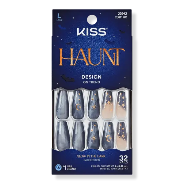 Kiss Core Design Long Coffin Press On Nails, Spooky Tips - One-color