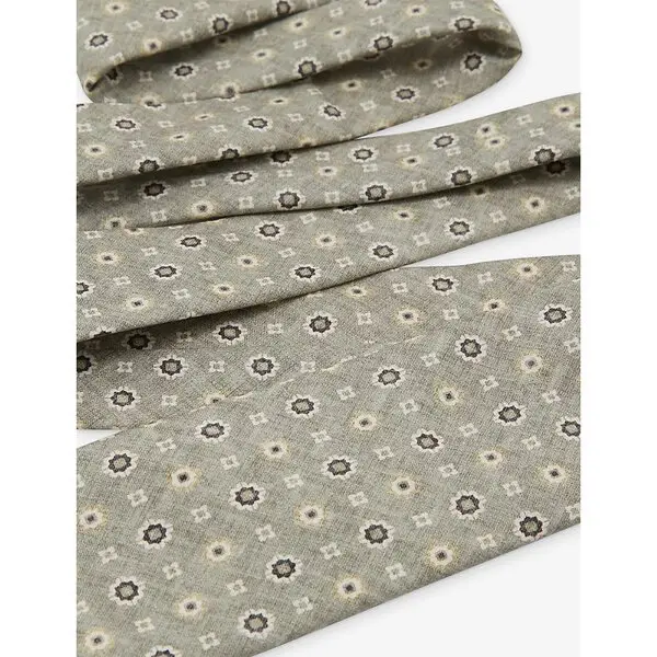 REISS Floral Medallion-print Silk Neck Tie - Soft Sage