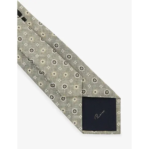 REISS Floral Medallion-print Silk Neck Tie - Soft Sage