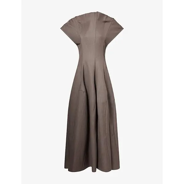 RUOHAN Elara Draped Wool Maxi Dress