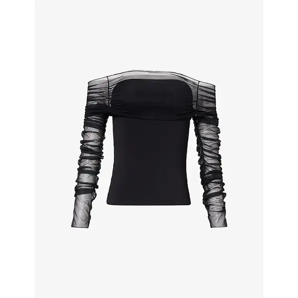 NENSI DOJAKA Long-sleeve Ruched Stretch-woven Top
