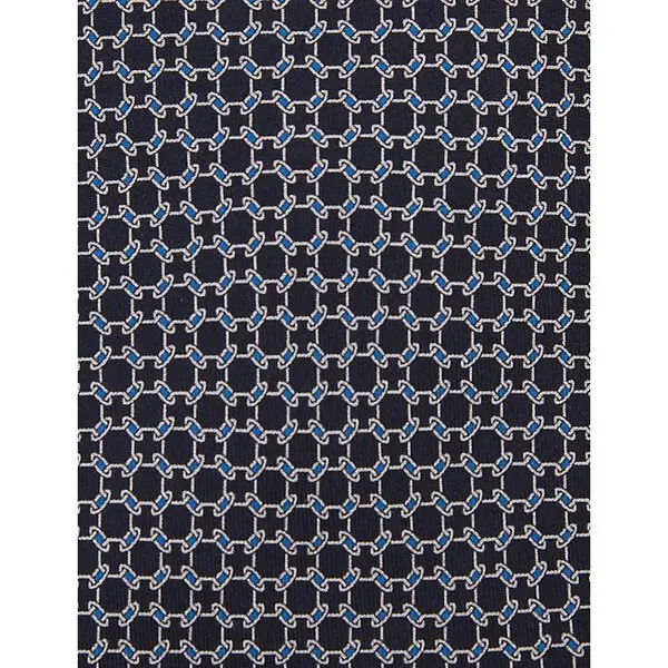 REISS Silk Geometric Chain-print Neck Tie - Navy