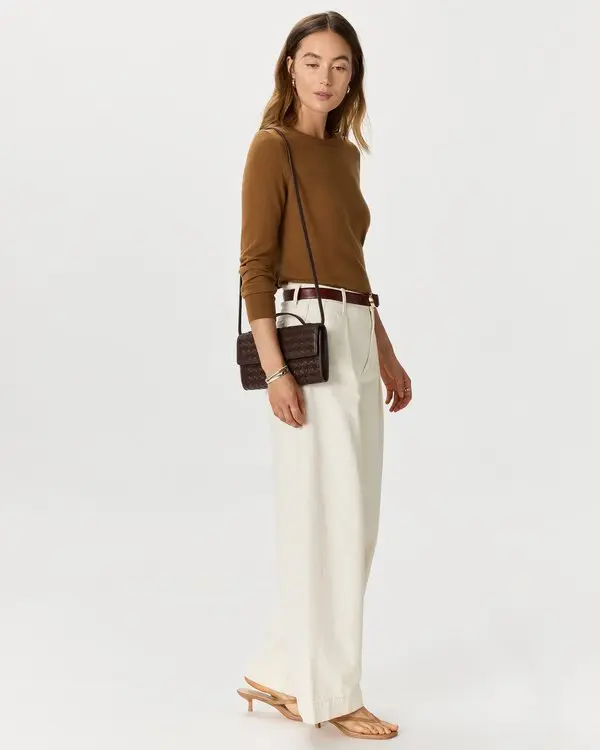 Quince Eloise Handwoven Leather Clutch - Dark Brown