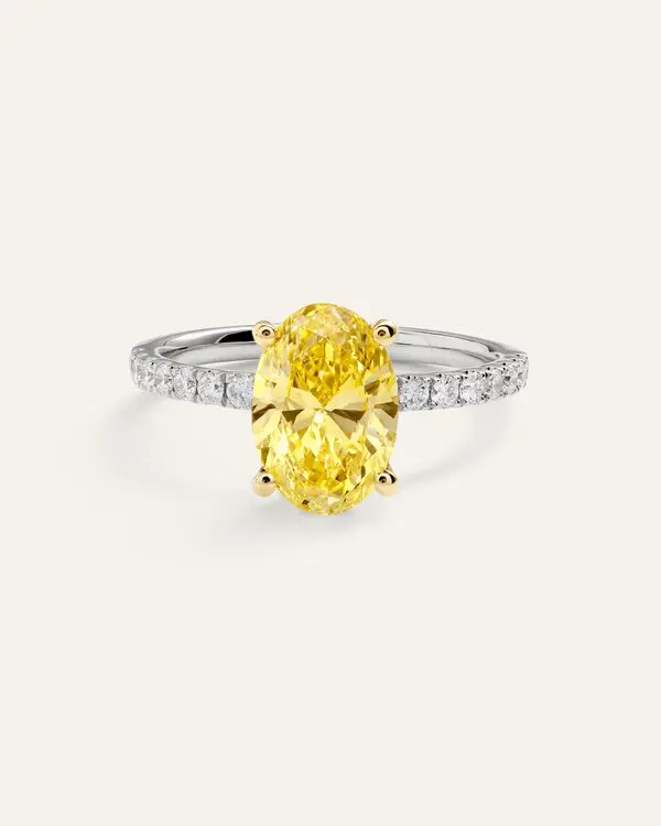 Quince 14k Yellow Gold Lab Grown Diamond Oval Pave Engagement Ring 2ct - Multicolor