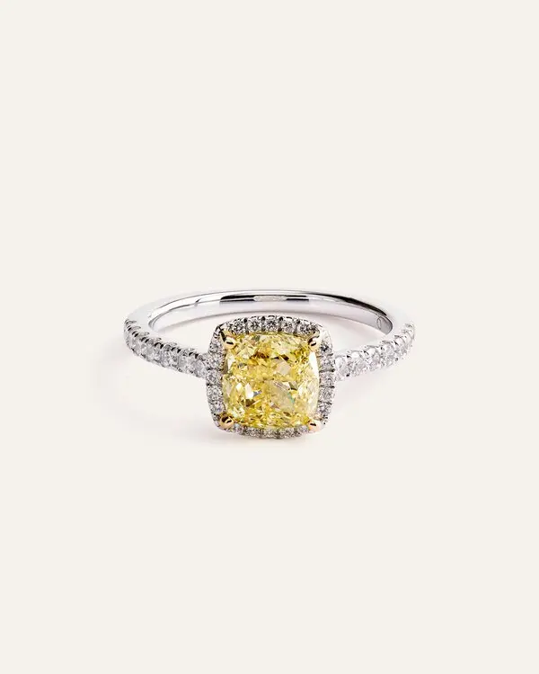 Quince 14k Yellow Gold Cushion Halo Engagement Ring With 2ct Lab Grown Diamond - Multicolor
