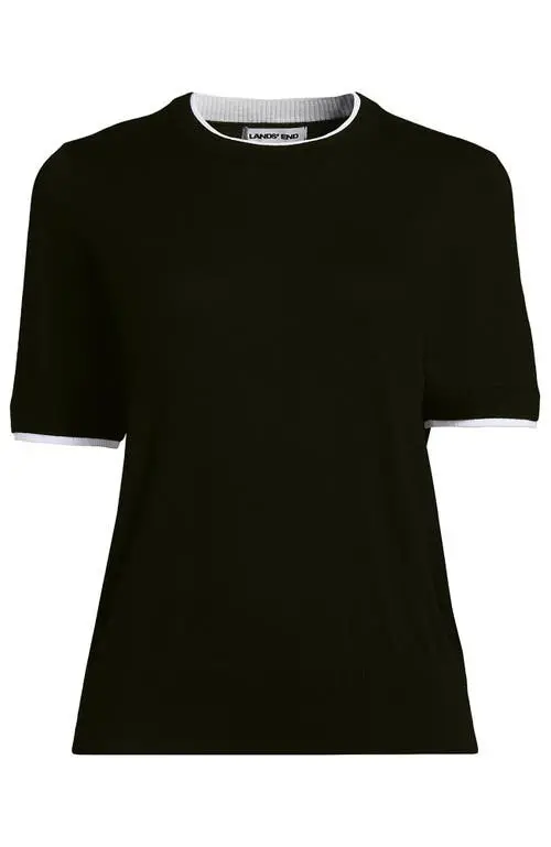 LANDS' END Cotton Sweater - Black/white