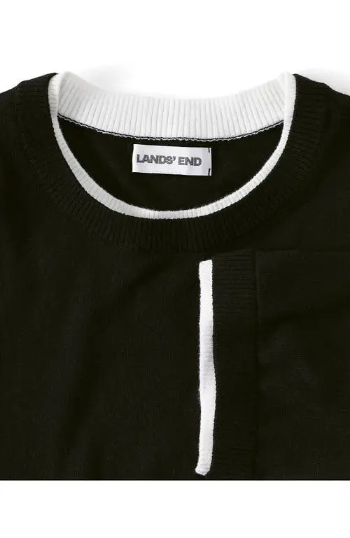 LANDS' END Cotton Sweater - Black/white