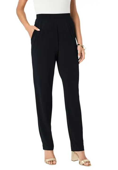 Roaman's Ultrasmooth® Fabric Straight Leg Pant - Black