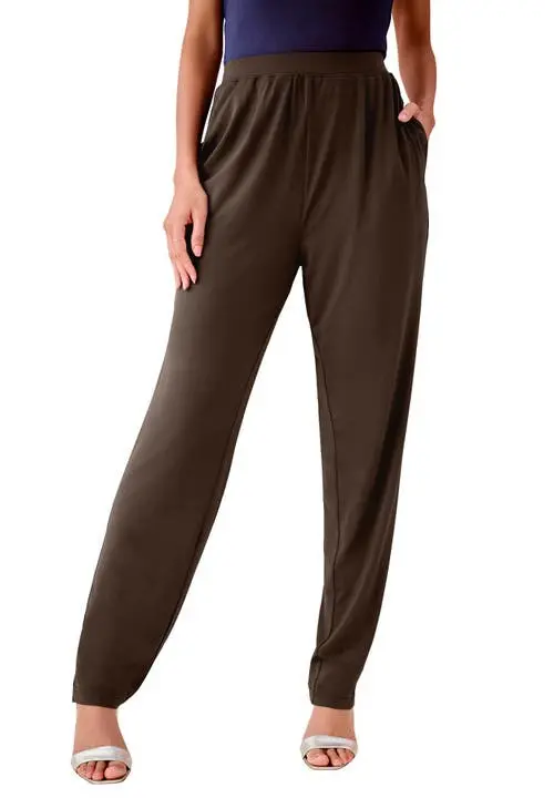 Roaman's Ultrasmooth® Fabric Straight Leg Pant - Chocolate