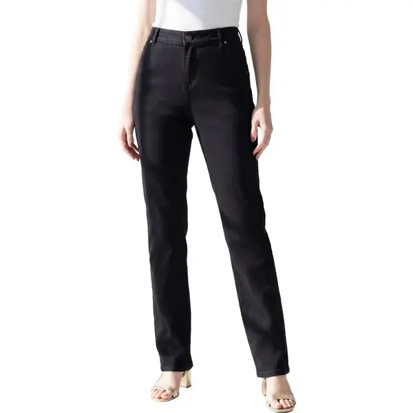 Roaman's 360º Stretch 5-pocket Straight Leg Jeans - Black
