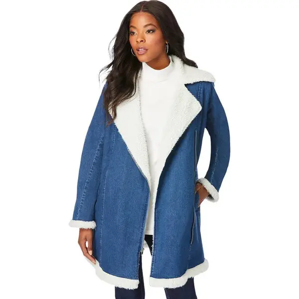 Roaman's Fleece Lined Denim Jacket