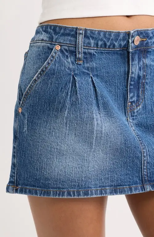 FADE OUT LOUD Pleated Denim Miniskirt