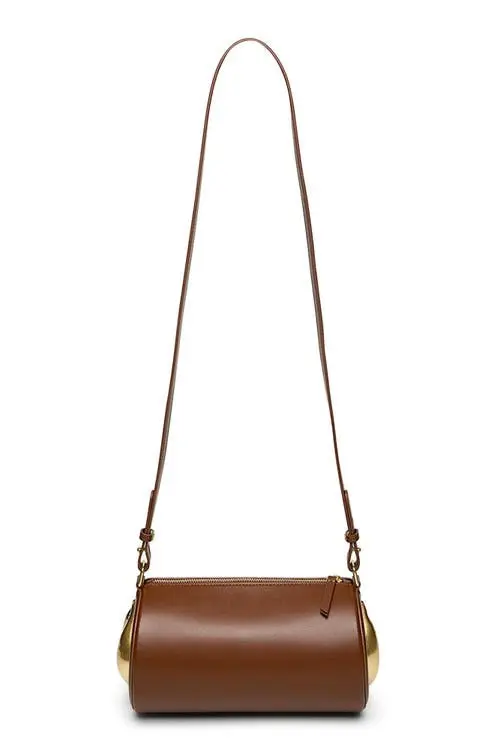 FLORE K. Régine Cylinder Bag With Cowrie Shell Embellishment - Brown