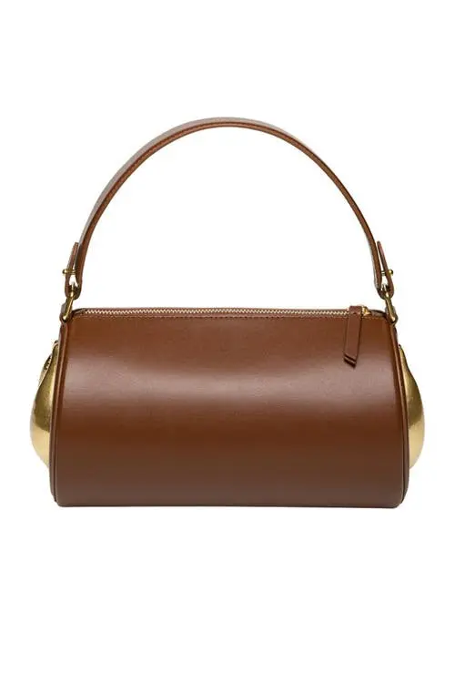 FLORE K. Régine Cylinder Bag With Cowrie Shell Embellishment - Brown
