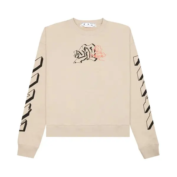 Off-White Graf Outline Over Crewneck 'dark Sand