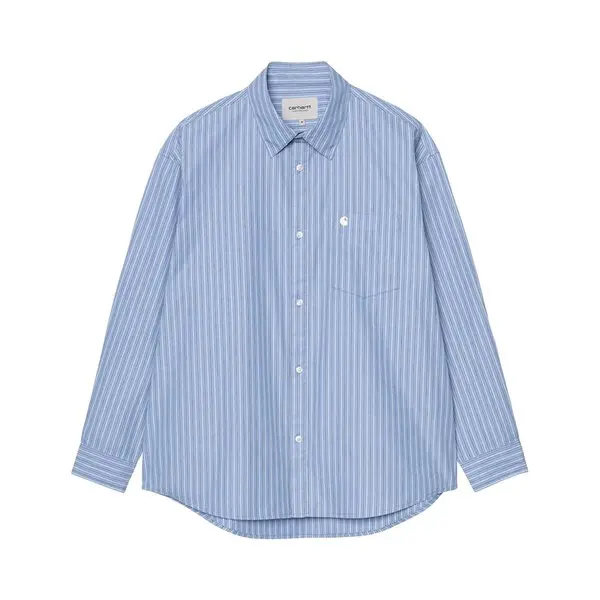Carhartt Work In Progress Long-sleeve Keene Shirt 'keene Stripe/curacao