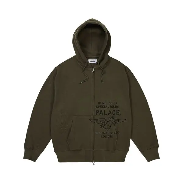 PALACE Dove Stamp Waffle Zip Hood - Green