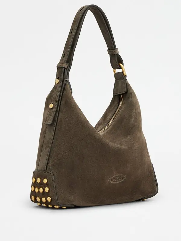 TOD'S Metal Dots Mini Bag In Suede - Gray