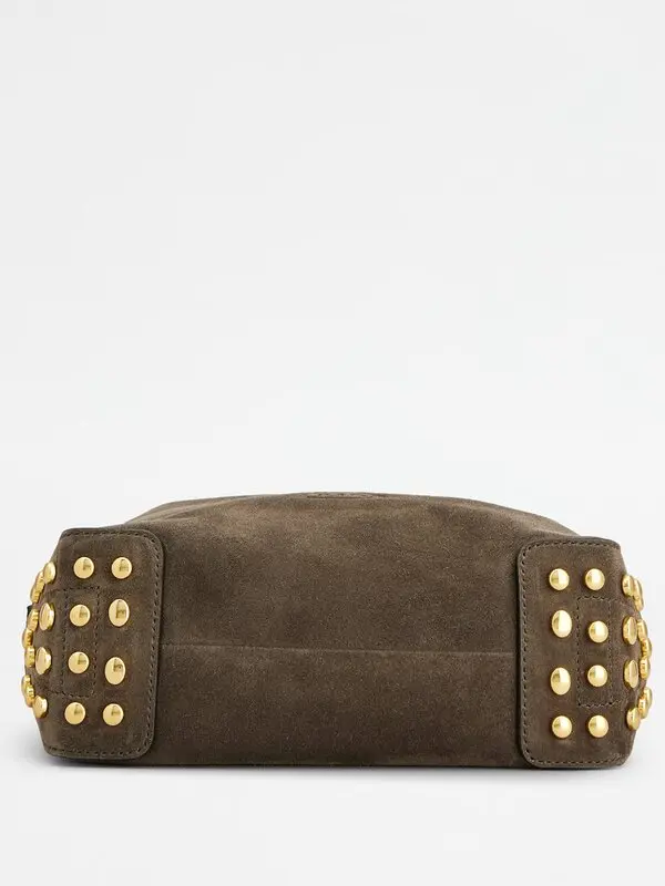 TOD'S Metal Dots Mini Bag In Suede - Gray