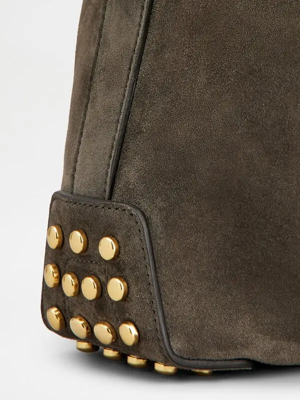 TOD'S Metal Dots Mini Bag In Suede - Gray