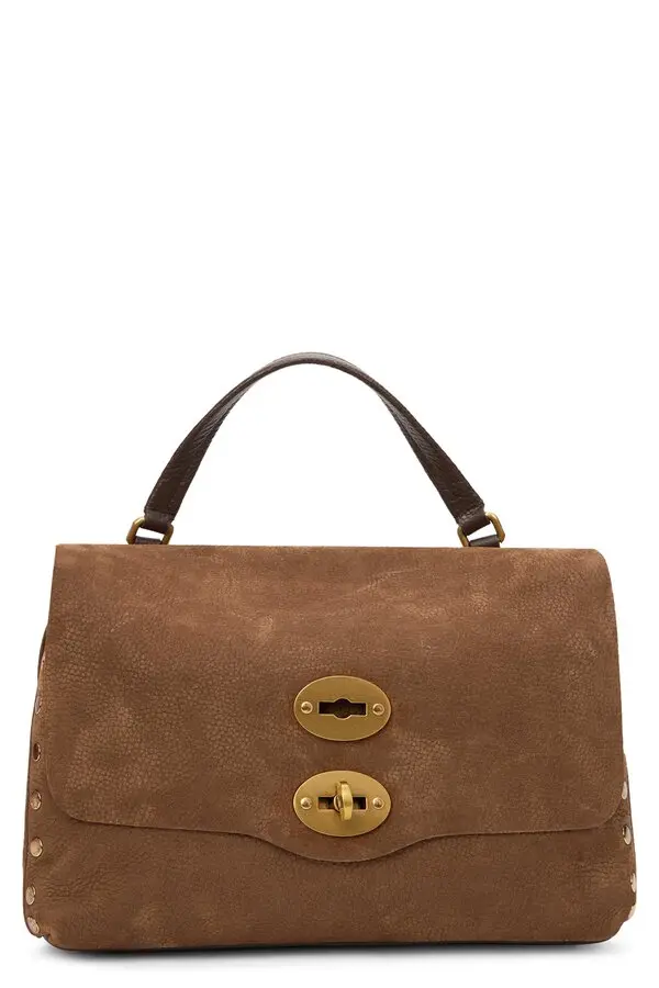 ZANELLATO Leather Postman Handbag With Gold-trim Front Closure