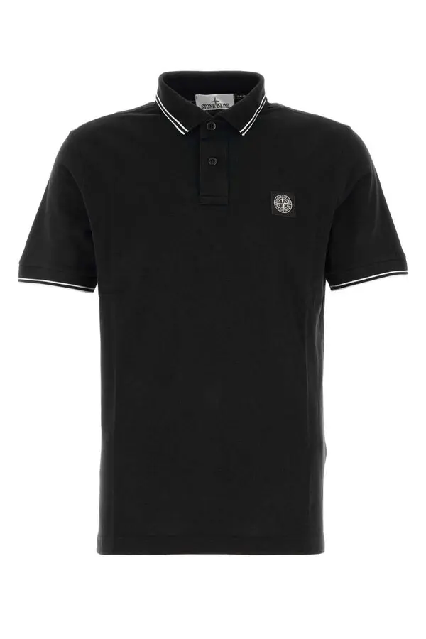 Stone Island Stretch Piquet Polo Shirt - Black