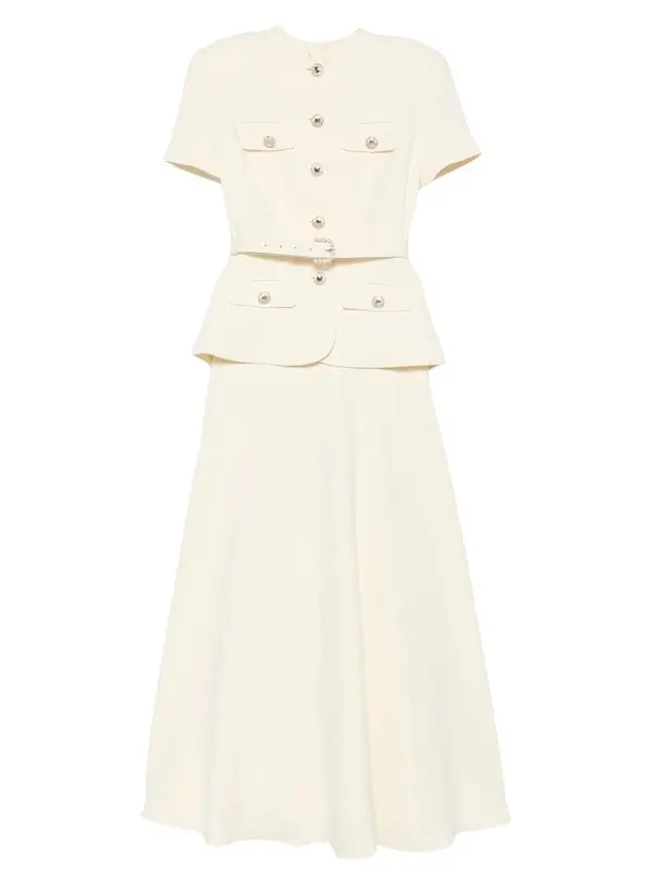 SELF-PORTRAIT Embellished Button-front Maxi Dress - Yellow