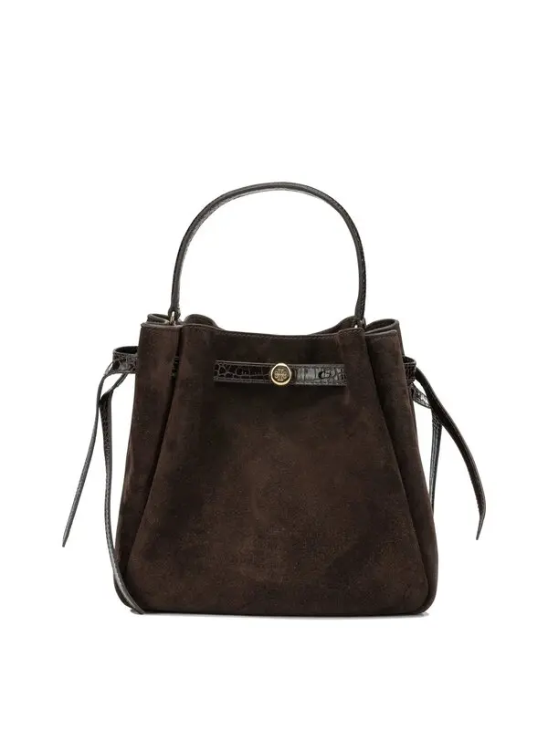 Tory Burch Suede Bucket Bag With Leather Detailing