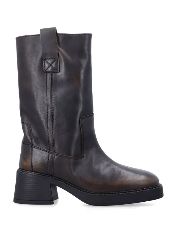 MIISTA Inaya Mini Brush-off Leather Block Heel Boots