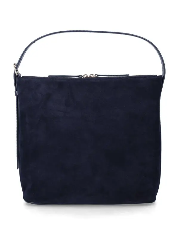 A.p.c. Leather Shoulder Bag With Double Zip Closure - Blu