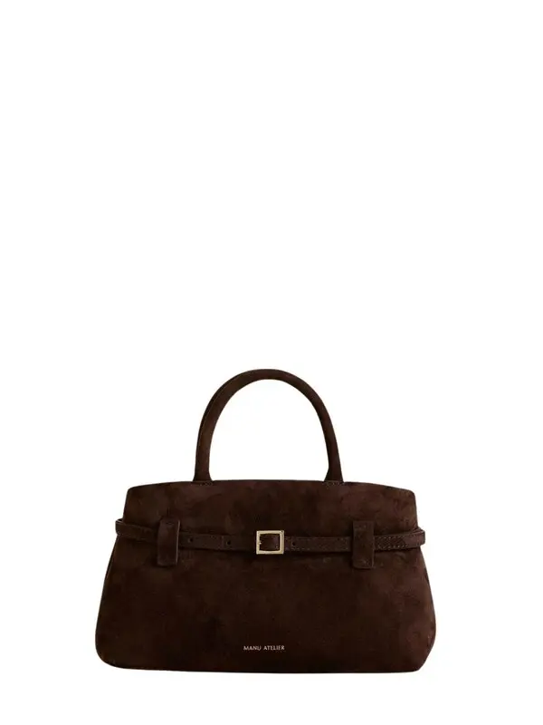 Manu Atelier Le Cambon 25 Mini Handbag In Suede With Gold Hardware