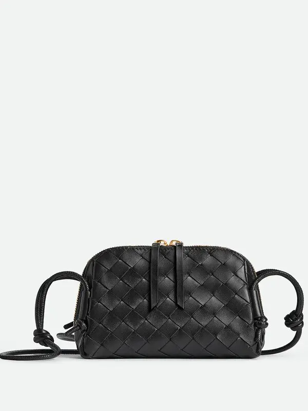 Bottega Veneta Mini Lambskin Flat Pocket Bag - Nero