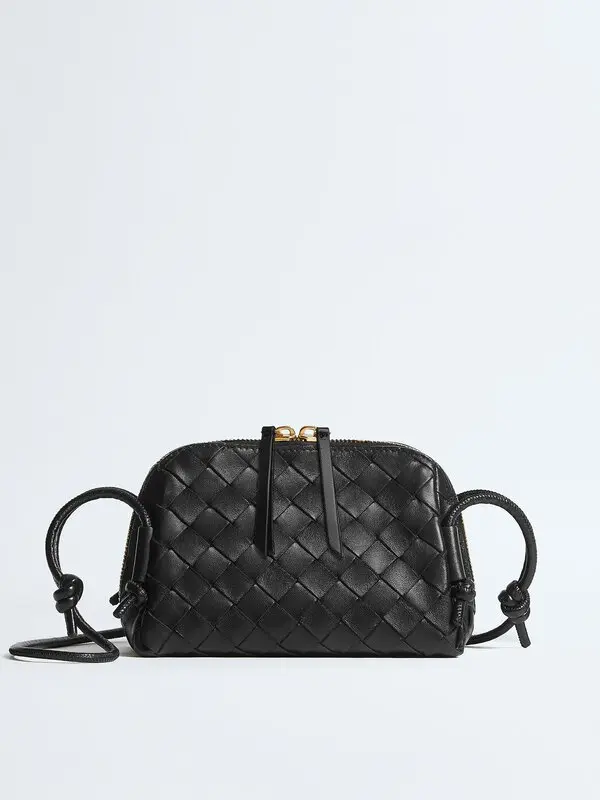 Bottega Veneta Mini Lambskin Flat Pocket Bag - Nero