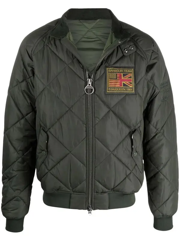BARBOUR INTERNATIONAL High Neck Quilted Jacket With Logo Patch - Green