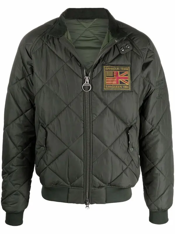 BARBOUR INTERNATIONAL High Neck Quilted Jacket With Logo Patch - Green