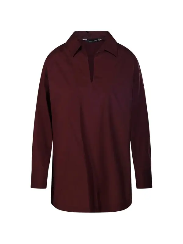 Max Mara Cristel Cotton Shirt With Classic Collar And Chest Pocket - Red