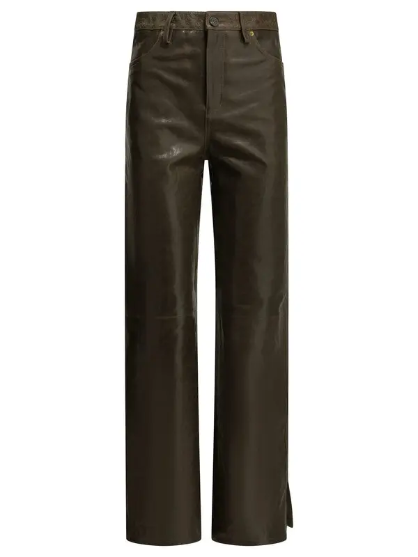 GOLDEN GOOSE Melany Paneled Calf Leather Pants - Green