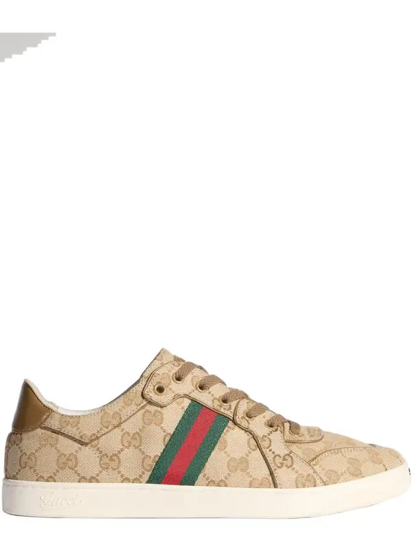Gucci Interlocking G Leather Sneakers With Web Detail