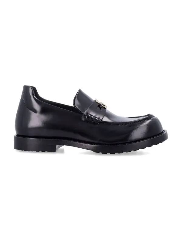 Balenciaga Glossy Leather Loafers With Removable Logo - Nero