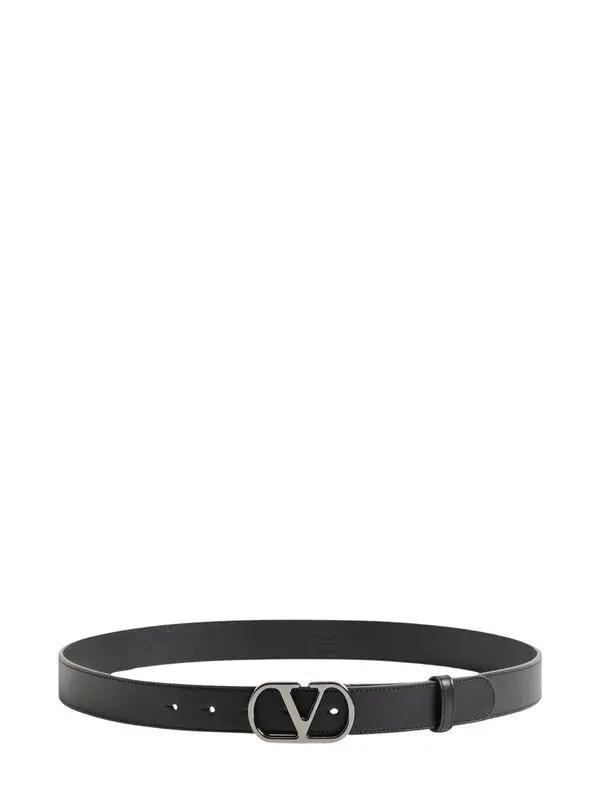 Valentino Garavani Calfskin Belt With V-logo Buckle