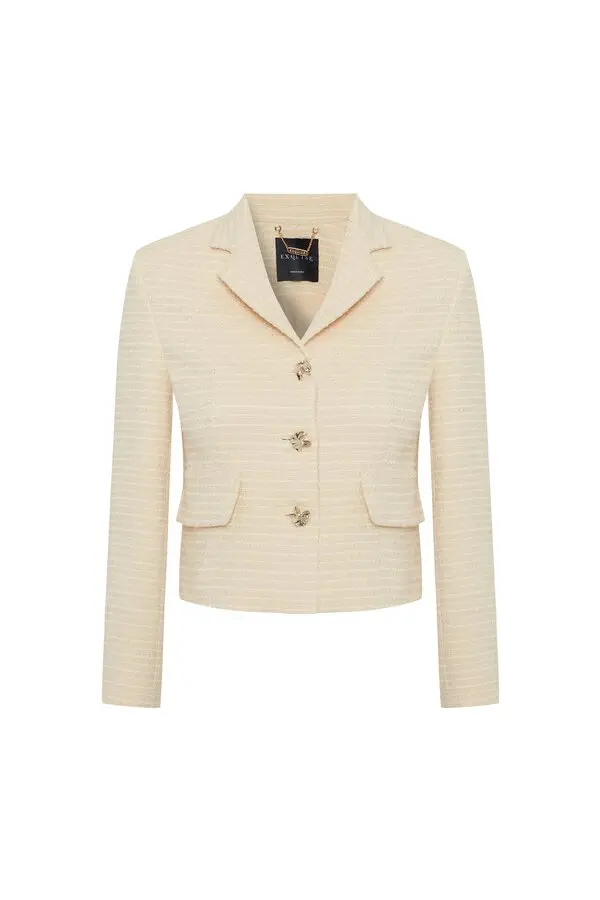 EXQUISE Ecru Textured Blazer